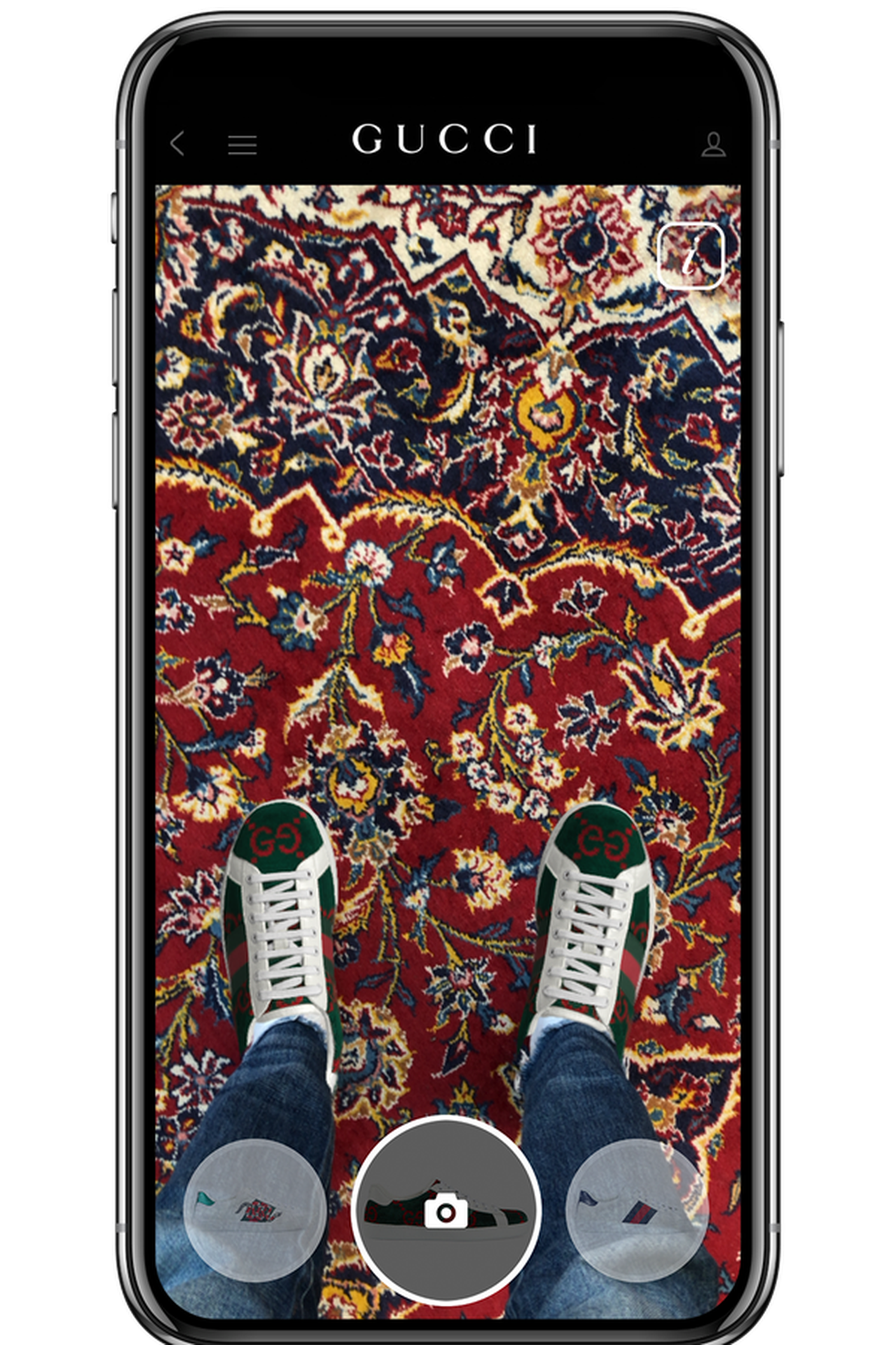Agora é possível experimentar os tênis da Gucci pelo app da grife