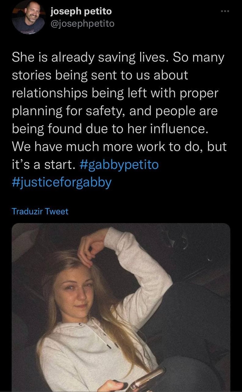 Pai de Gabby Petito: 'Ela está salvando vidas'