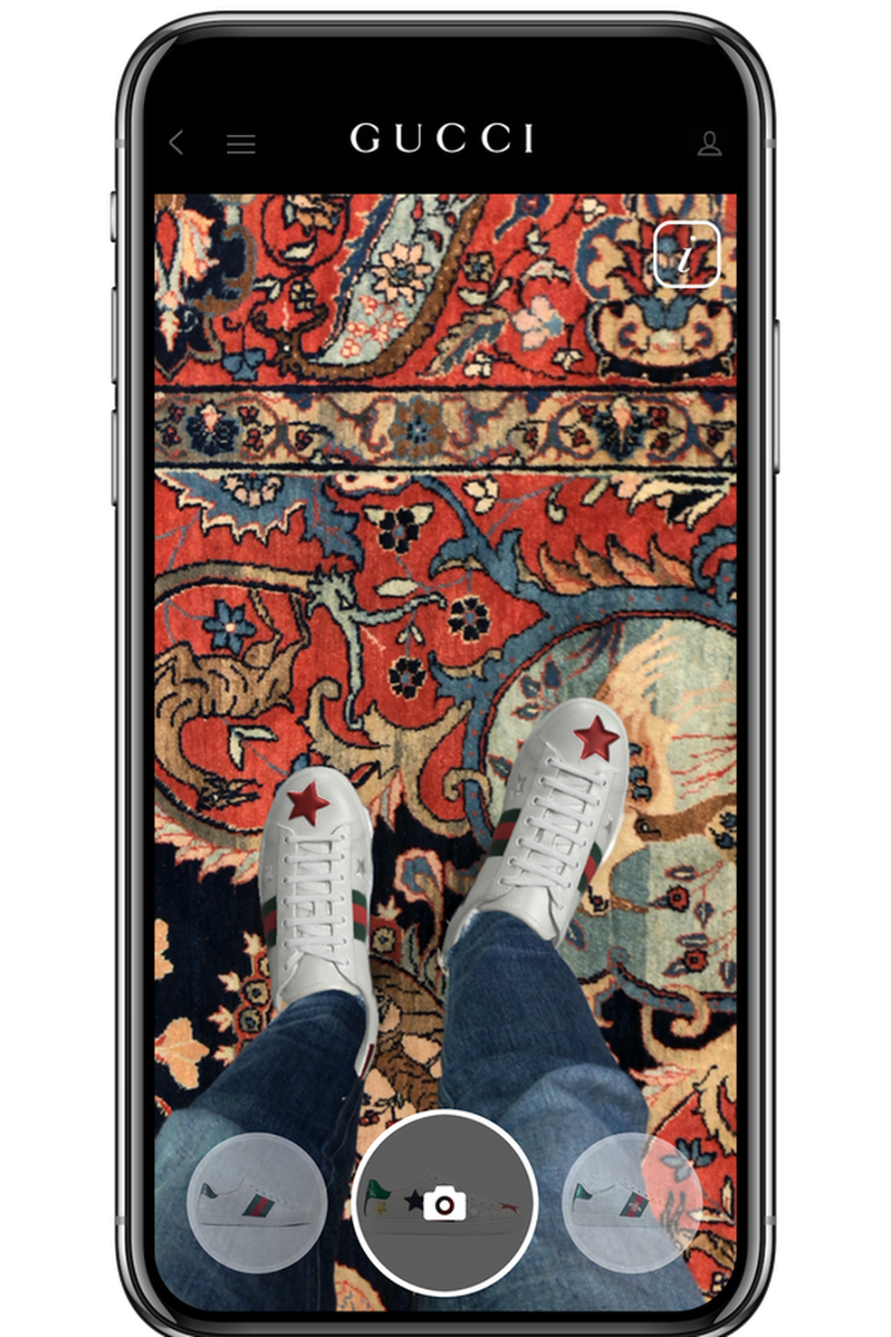 Agora é possível experimentar os tênis da Gucci pelo app da grife