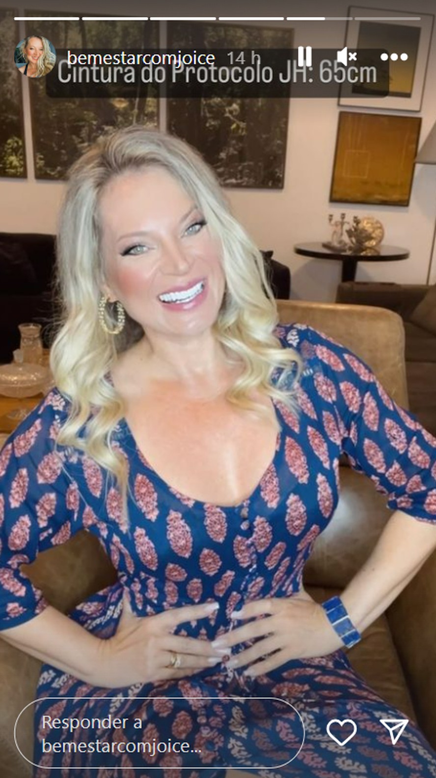 Joice Hasselmann mostra cinturinha fina: '65 cm'