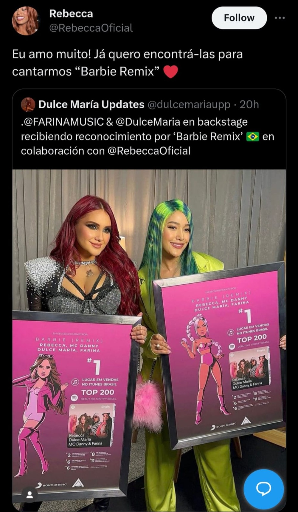 Dulce María recebe reconhecimento na Colômbia por sucesso de música com ...