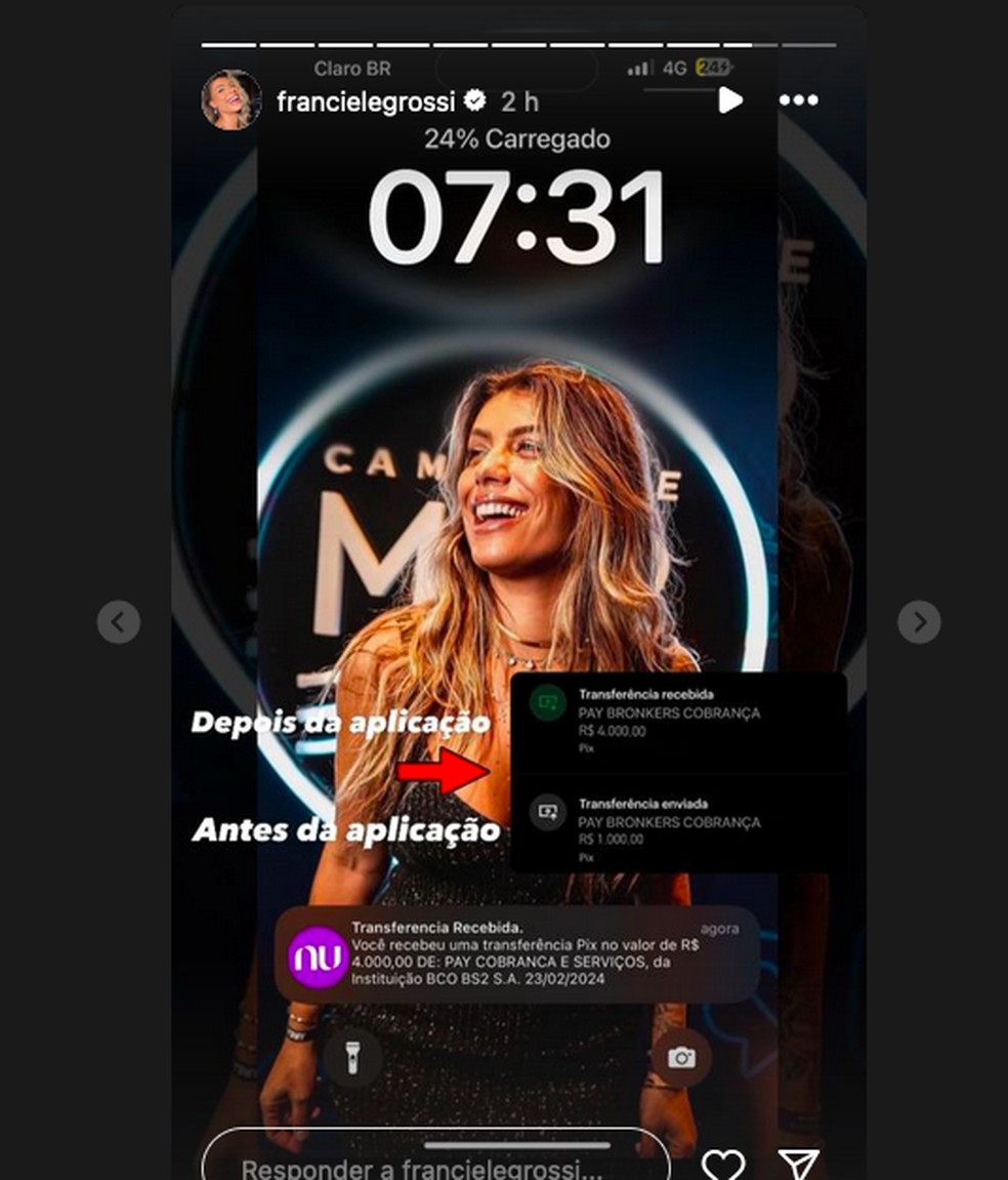 Aos prantos, ex-BBB Franciele Grossi conta que teve Instagram hackeado e por meio das redes do ...