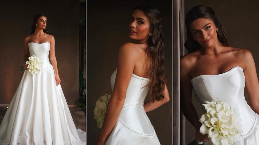 Um zoom no vestido de noiva de Luma César, filha de Elaine Mickely e ...