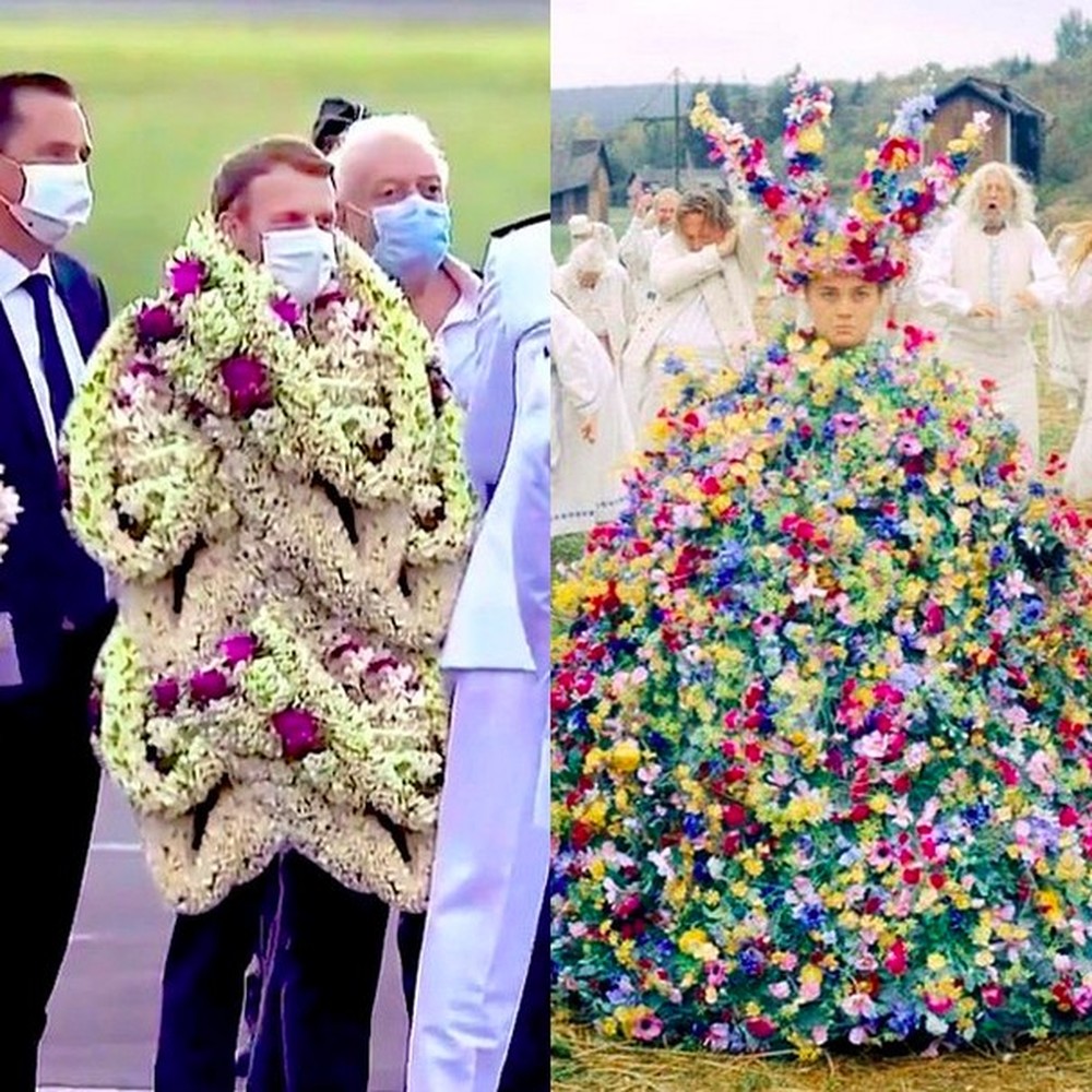 Emmanuel Macron vira meme ao ser 'coberto por flores' em visita à ...