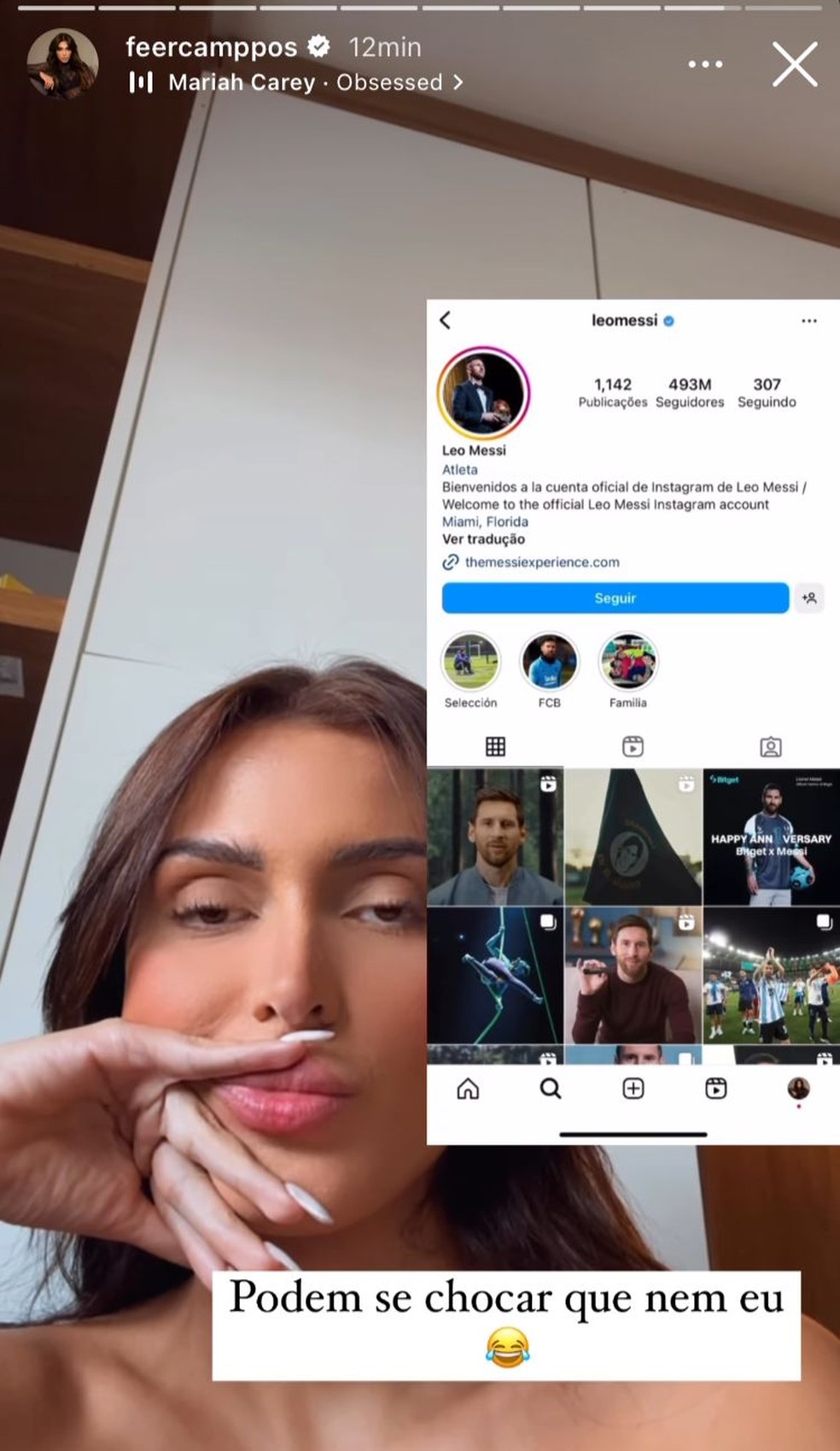 Fernanda Campos mostra Leonel Messi assistindo seus Stories: 'Podem se ...