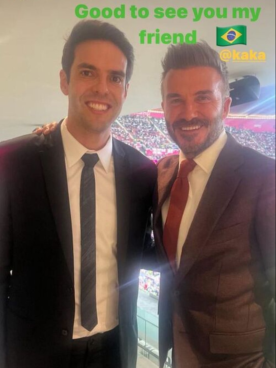 David Beckham compartilha foto de encontro com Kaká na Copa do Mundo