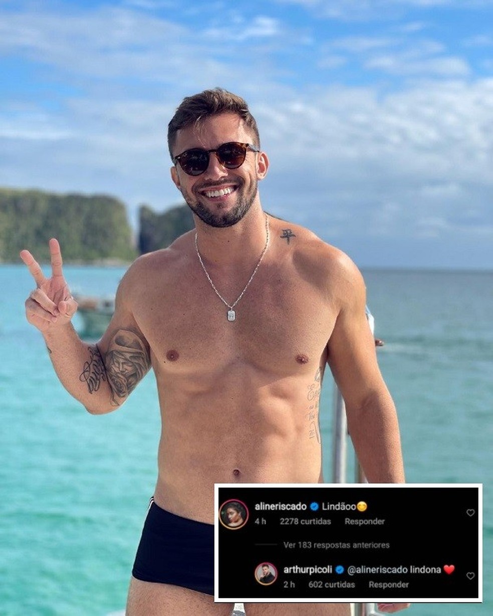 Troca de mensagens de Aline Riscado e Arthur Picoli chama atenção de fãs
