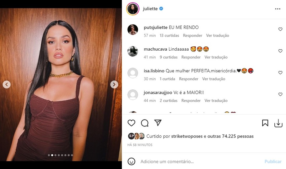 Juliette arranca elogios com look estiloso no feed