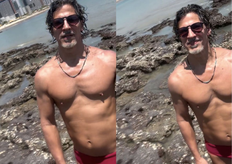 Galã dos anos 1990, Leonardo Brício mostra shape sarado em praia de ...
