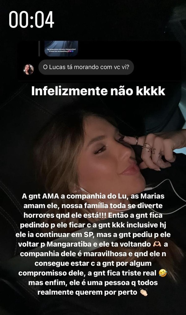 Virginia fala sobre amizade com Lucas Guedes e se pronuncia sobre rumores do influencer morar ...