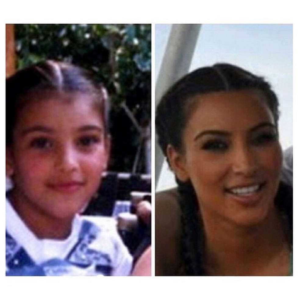 Kim Kardashian compartilha foto antiga em que aparece aos seis anos