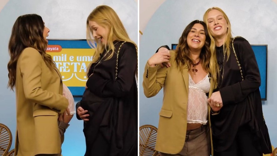 Após anunciar gravidez, Fiorella exibe barriga ao lado de Fe Paes Leme: 'Especial'