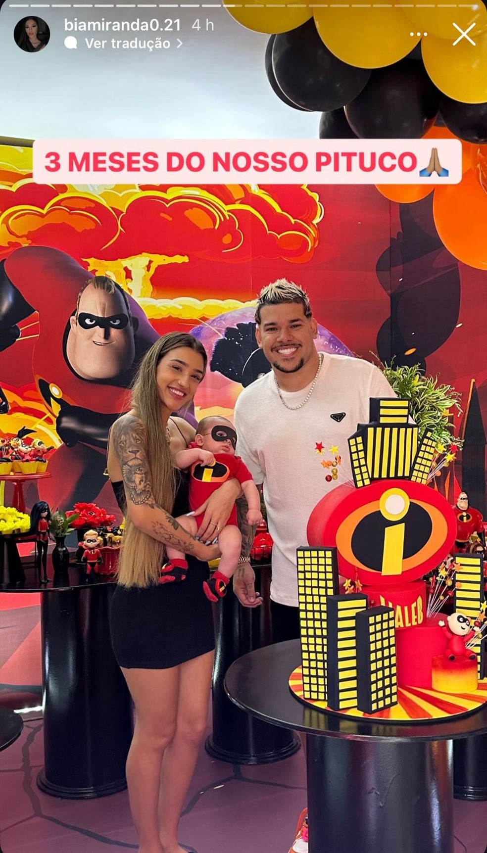 Bia Miranda celebra 3 meses do filho com o ex, DJ Buarque