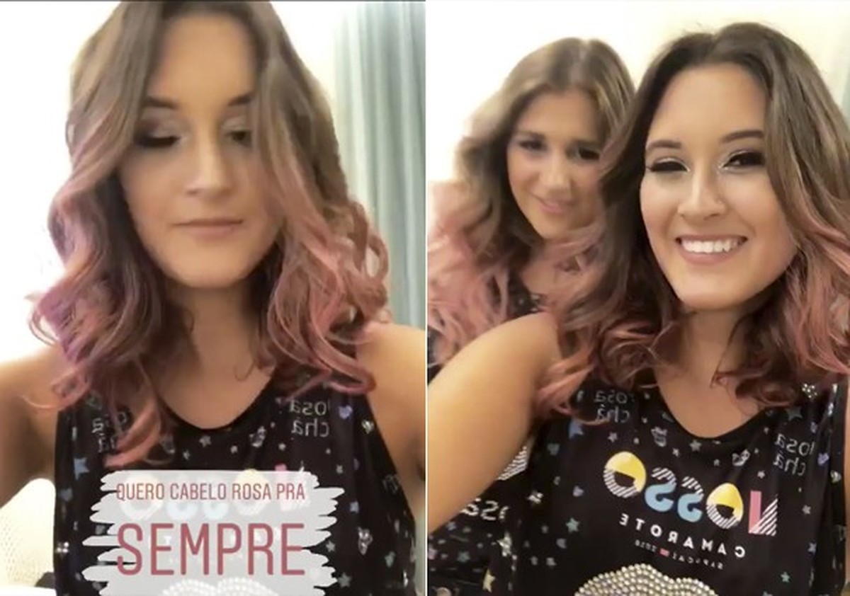Filha de Fátima Bernardes e Bonner muda visual e aposta em cabelo rosa
