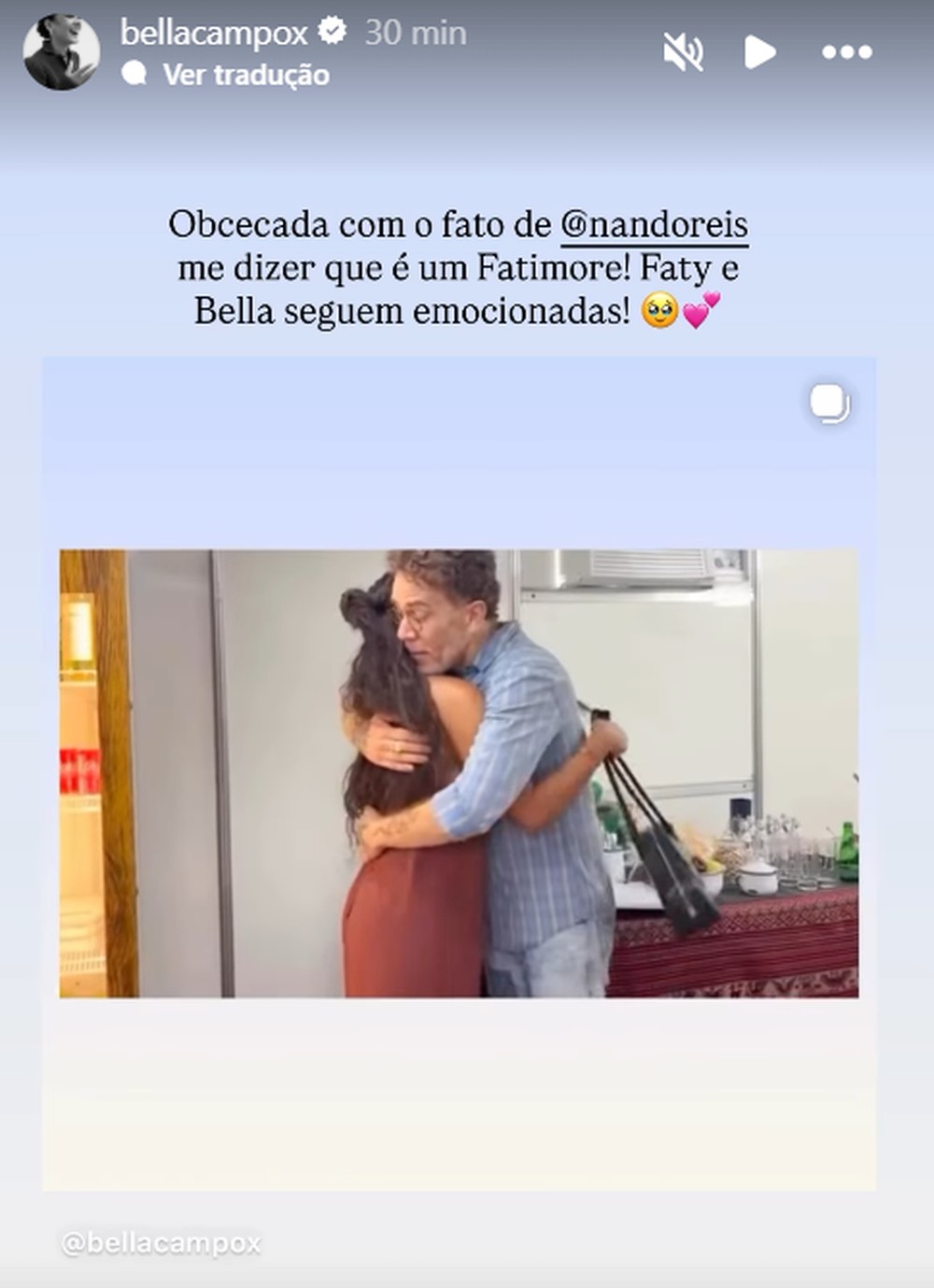 Bella Campos se emociona após Nando Reis assumir ser um 'Fatymore'