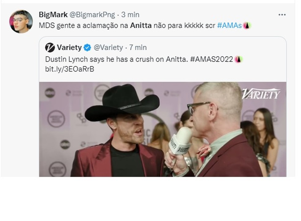 Cantor country revela crush em Anitta; menções à cantora em prêmio ...