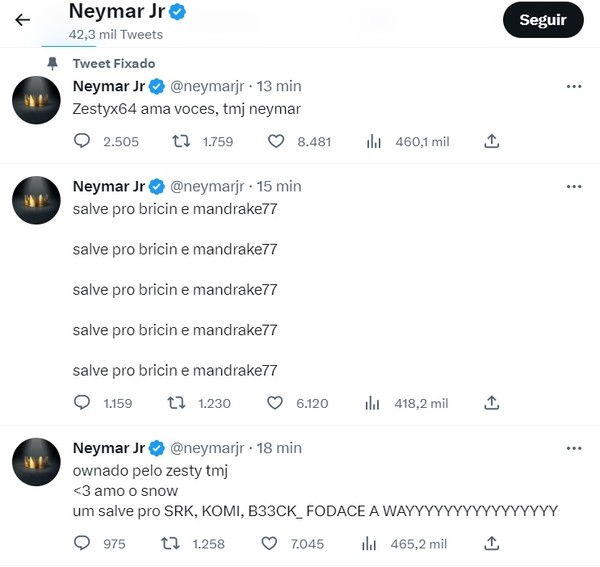 Hacker invade conta de Neymar e Rafaella Santos no Twitter