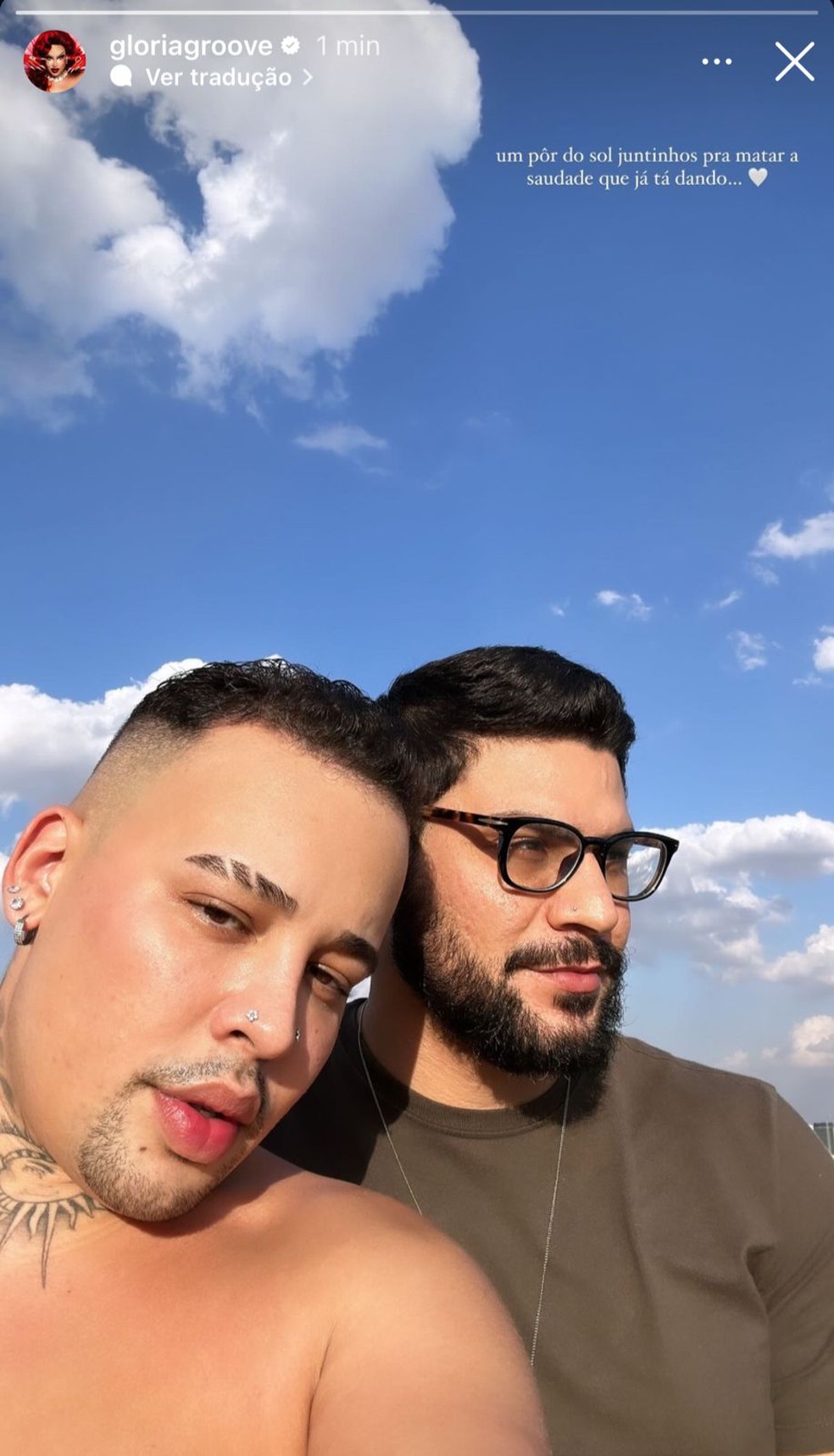 Glória Groove se declara para Pedro Lopes, seu namorado: 'Matar a saudade'