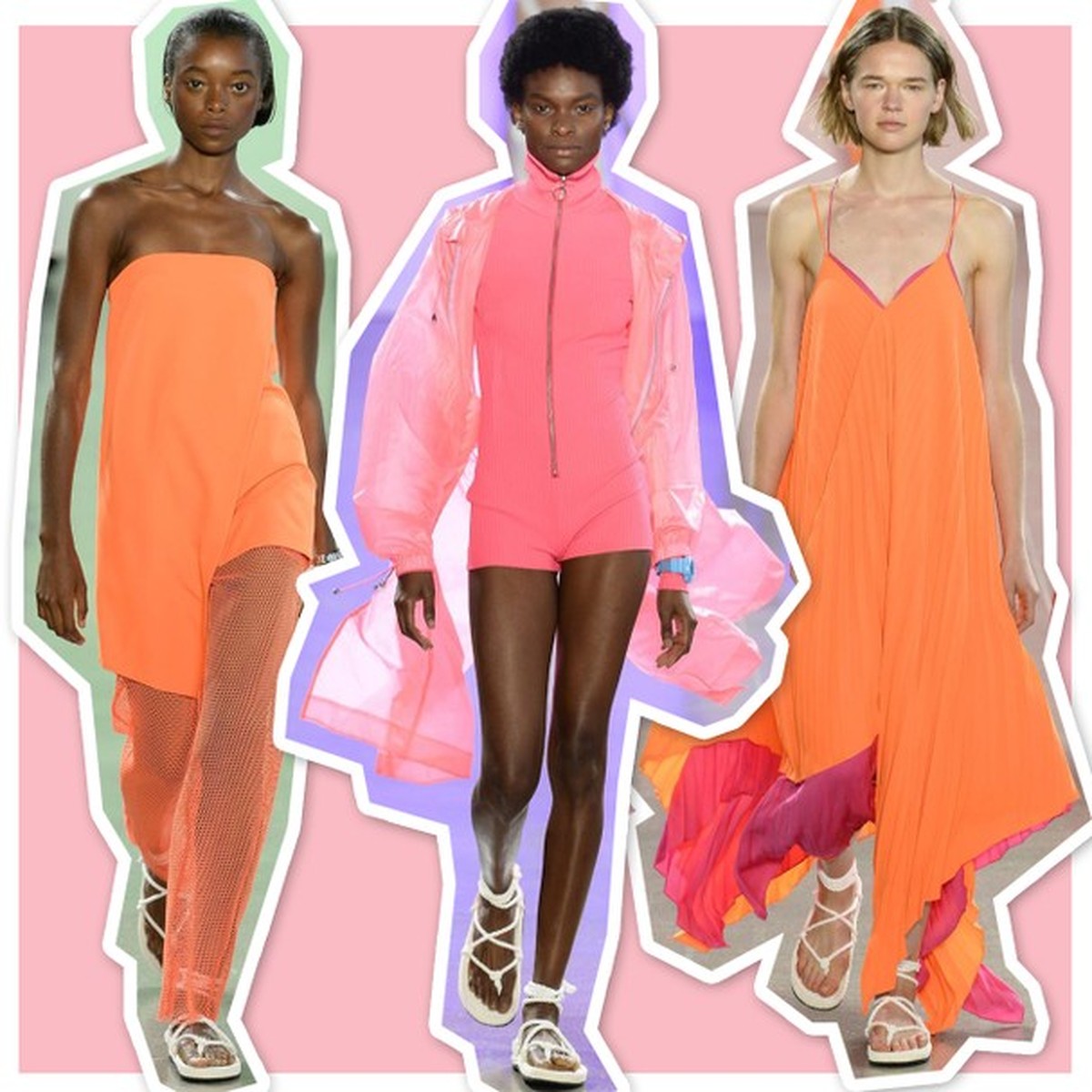 Prepare-se para usar muito rosa chiclete com laranja no verão 2019