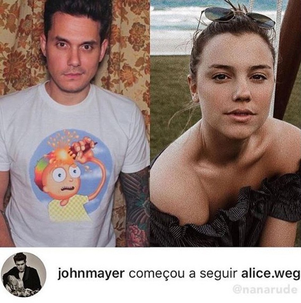 John Mayer começa a seguir Alice Wegmann no Instagram e fãs vibram
