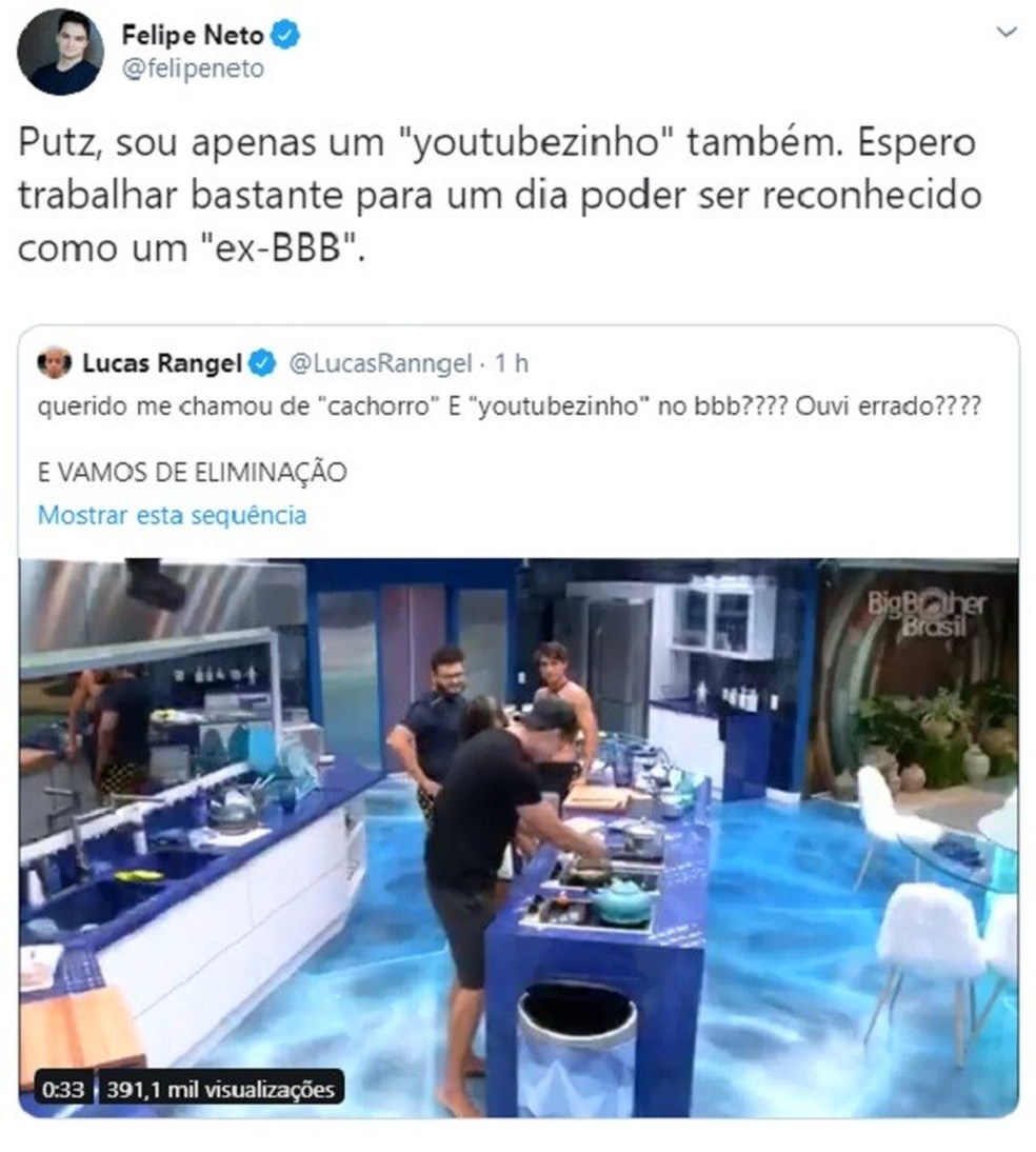 Lucas Rangel se irrita com papo sobre ele no BBB