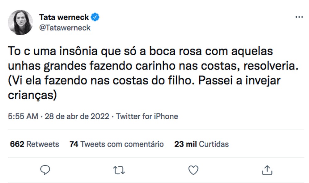 Com insônia, Tatá Werneck brinca que só Bianca Andrade resolveria a ...
