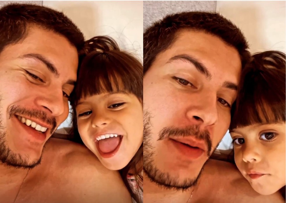 Arthur Aguiar se derrete ao mostrar a filha cantando a sua música