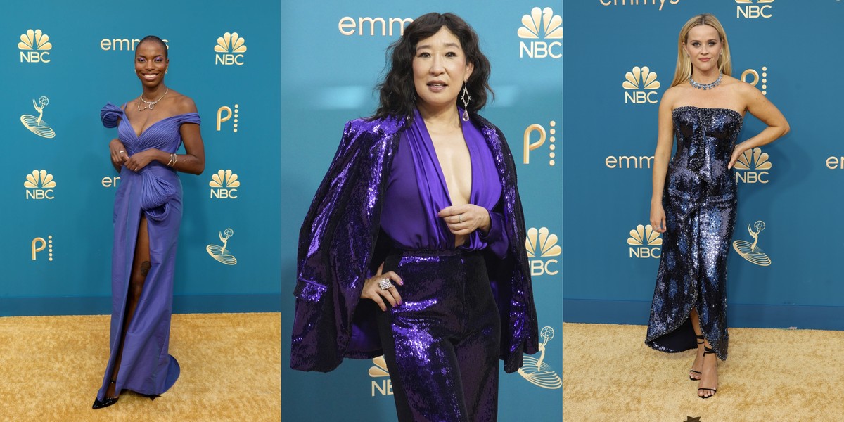 Looks roxos são a aposta favorita das famosas no Emmy 2022