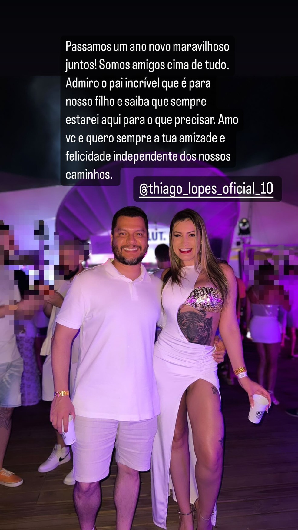 Andressa Urach passa Réveillon com Thiago Lopes e se declara para ex-marido: 'Amo você'