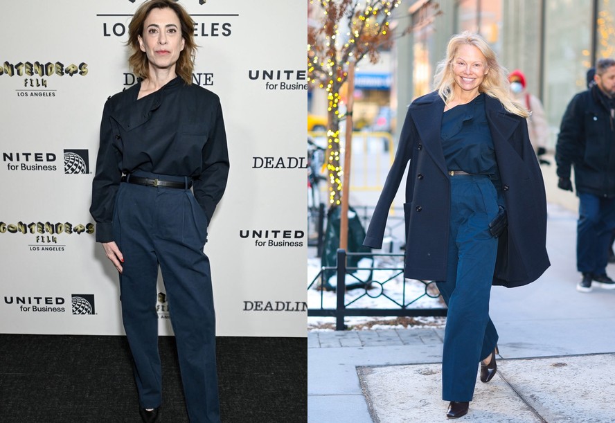Pamela Anderson se inspira em Fernanda Torres para o look do dia