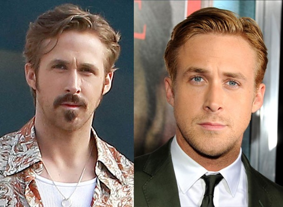 Ryan Gosling aparece superdiferente com bigodinho e figurino 70's no ...