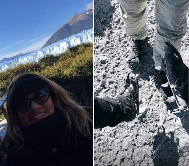 Giulia Costa conhece glaciar Perito Moreno e se diverte com look