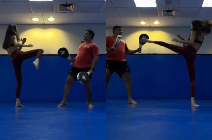 Vitória Strada mostra habilidade em aula de Taekwondo: 'Terapia'