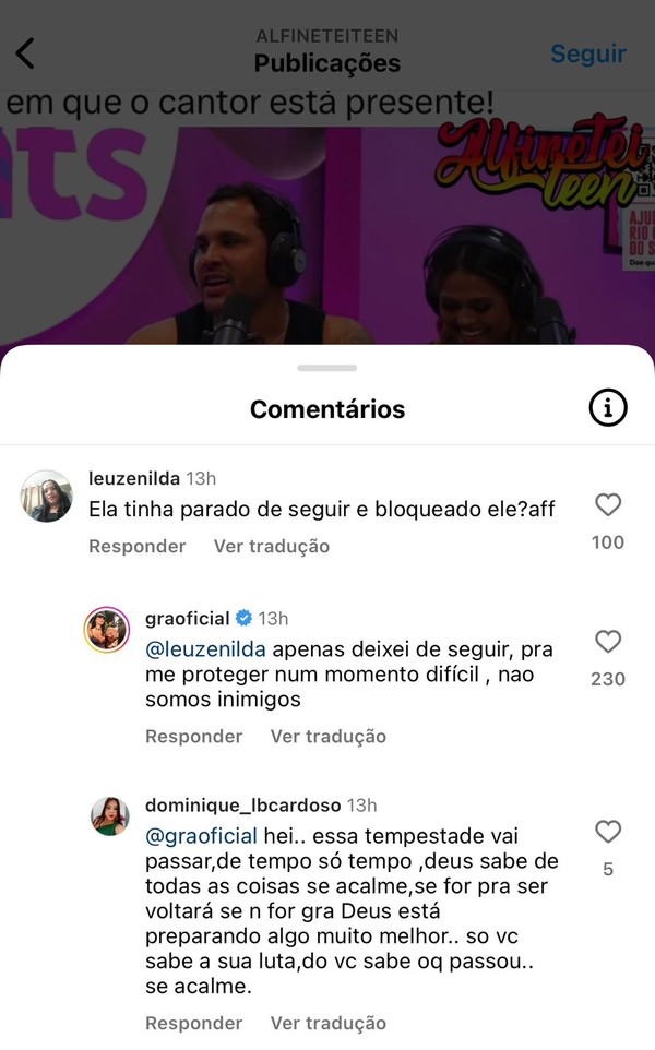 Gracyanne Barbosa responde internauta sobre unfollow em Belo: 'Não ...