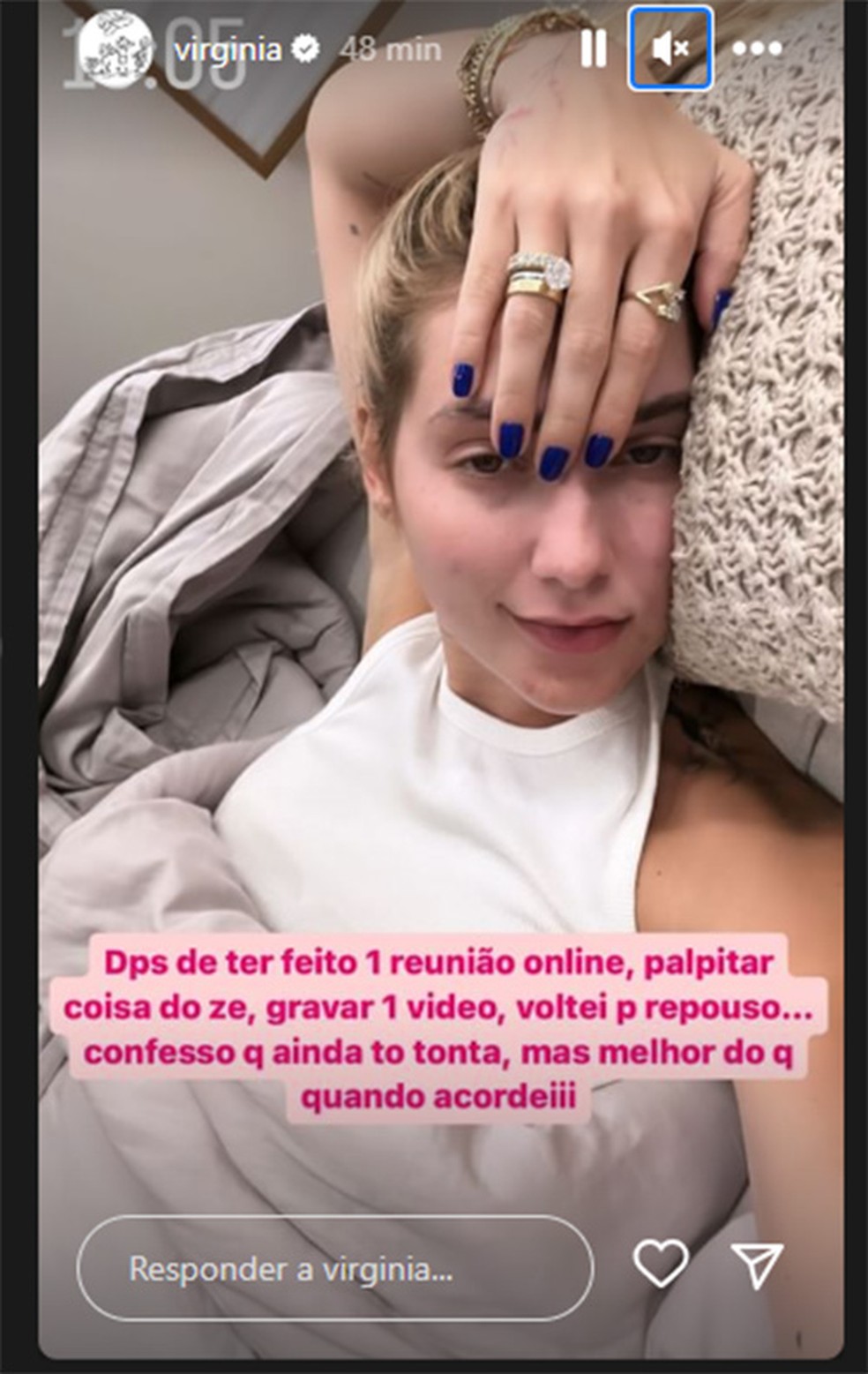Virginia ousa com clique de look sexy e brinca: 'como queria estar'