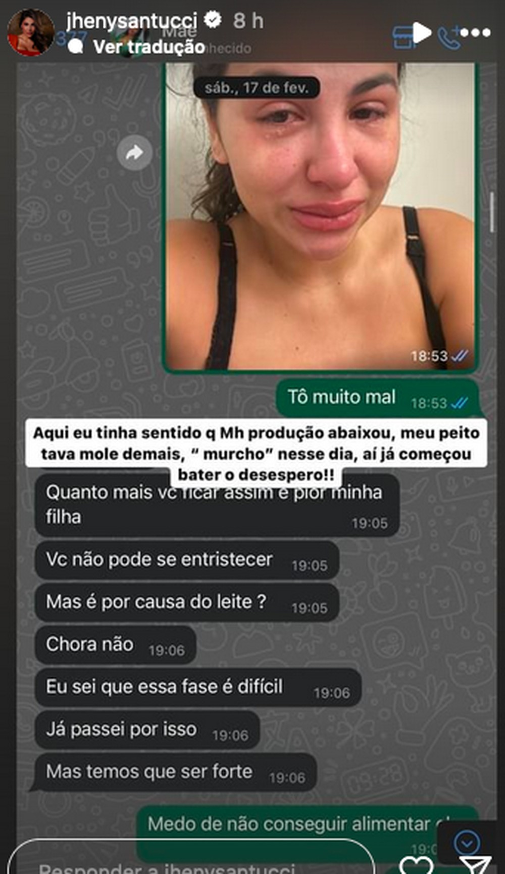 Namorada de Arthur Aguiar, Jhenny Santucci chora por não conseguir amamentar filho: 'A gente se ...
