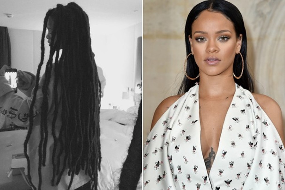Rihanna muda o visual e surge usando dreads no cabelo