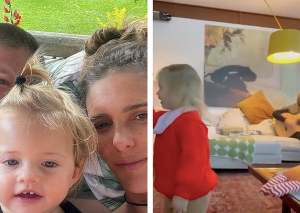 Fernanda Lima mostra filha mais nova se divertindo enquanto avó toca violão