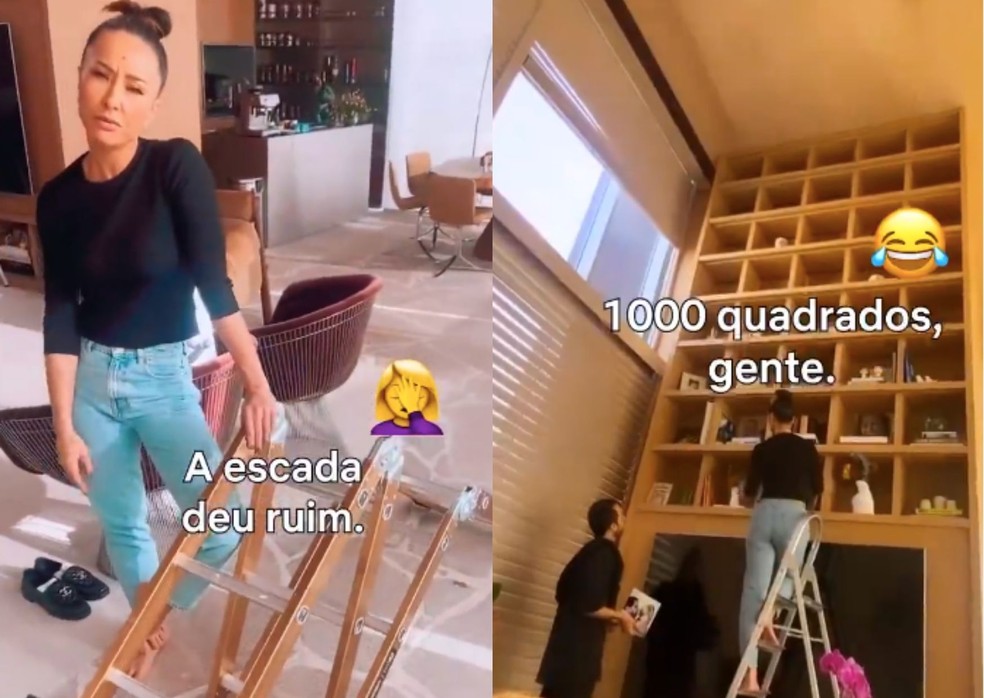 Sabrina Sato impressiona web ao tentar arrumar estante gigante em sua casa