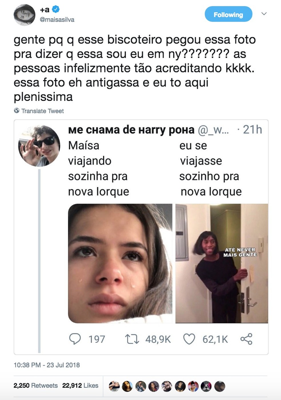 Maisa rebate meme que insinua que estaria triste com intercâmbio para ...
