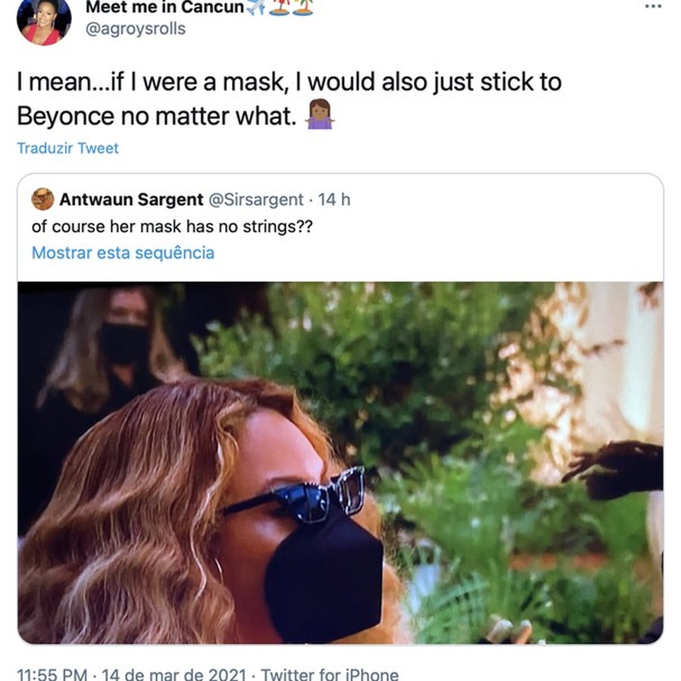 Beyoncé aparece no Grammy com máscara presa ao rosto sem as alças, e a ...
