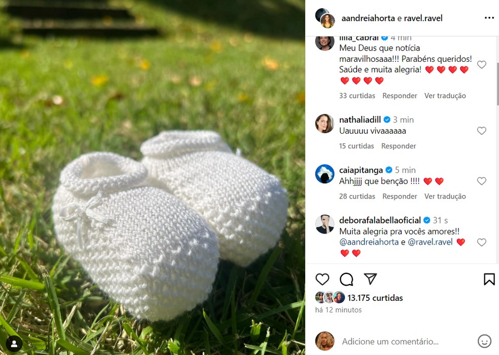 Andréia Horta anuncia gravidez e sexo do bebê: 'Vem chegando minha filha'