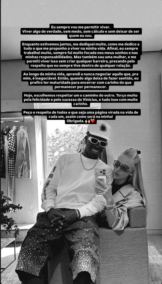 Virginia anuncia término com Vini Jr: 'Quando algo deixa de fazer ...