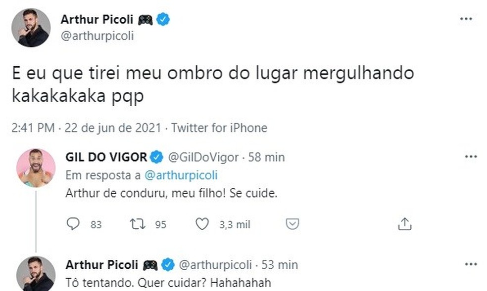 Arthur Picoli narra problema em dia de mar: 'e eu que tirei meu ombro ...