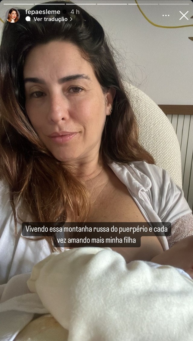 Fernanda Paes Leme amamenta Pilar e desabafa: 'Montanha russa do puerério'