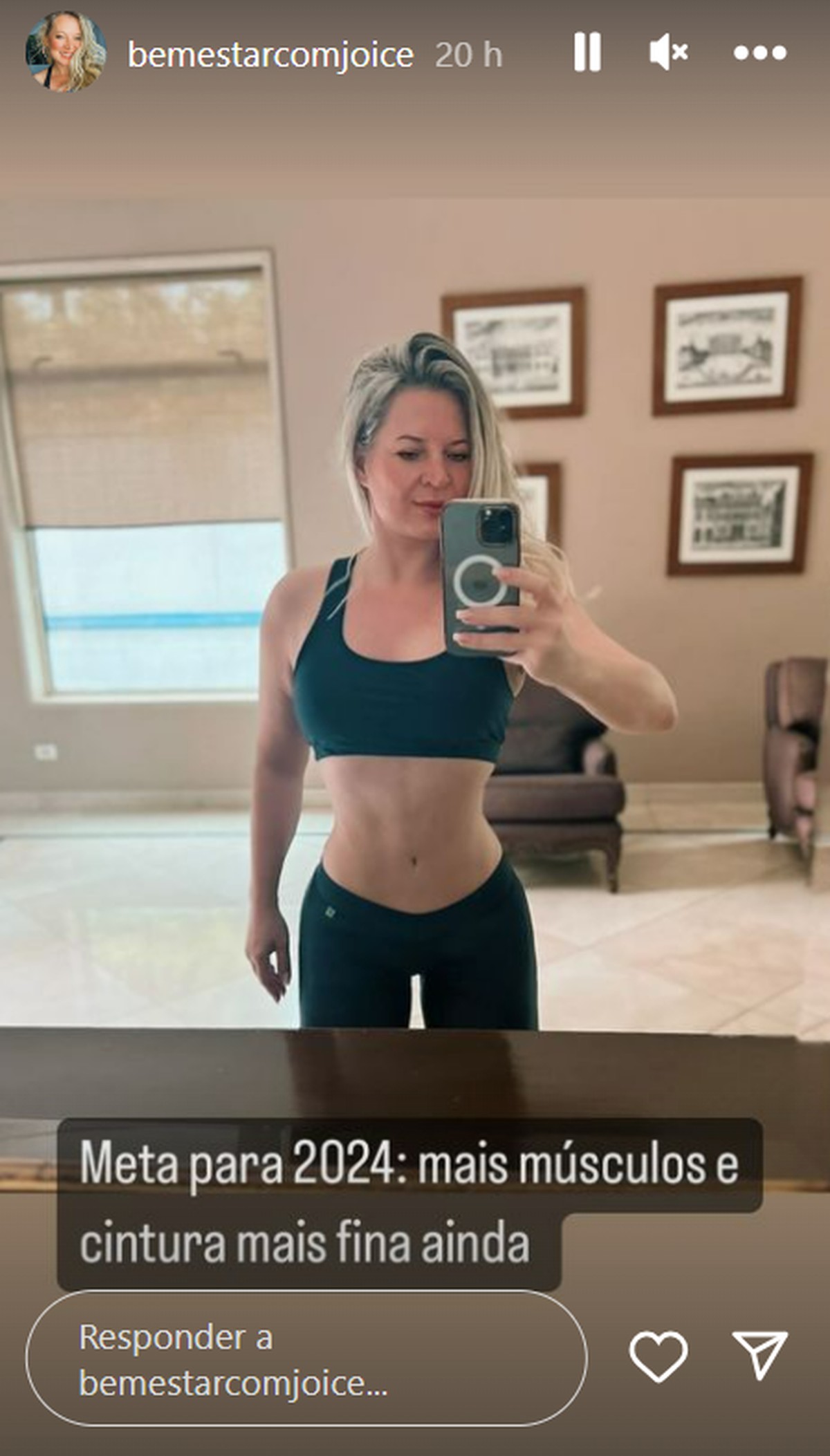 Joice Hasselmann faz planos fitness para 2024: 'Mais músculos e cintura mais fina ainda'
