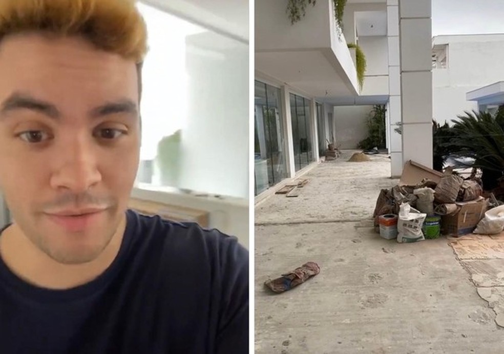Luccas Neto mostra obra em sua nova mansão