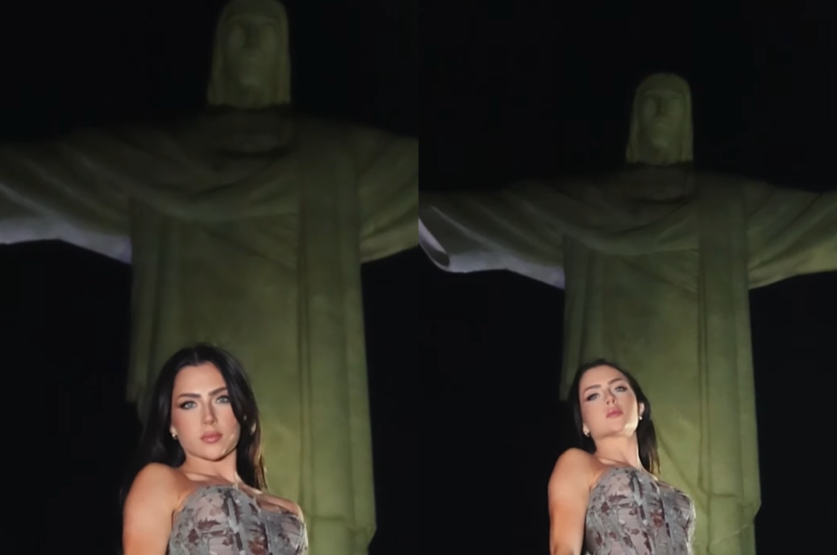 Jade Picon posa belíssima aos pés do Cristo Redentor