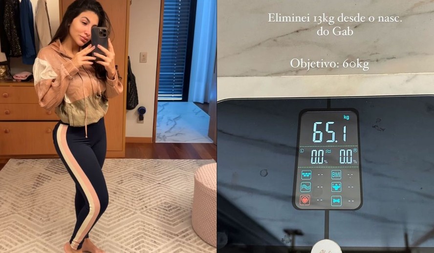 Jhenny Santucci, namorada de Arthur Aguiar perdeu 13kg desde o nascimento de Gabriel