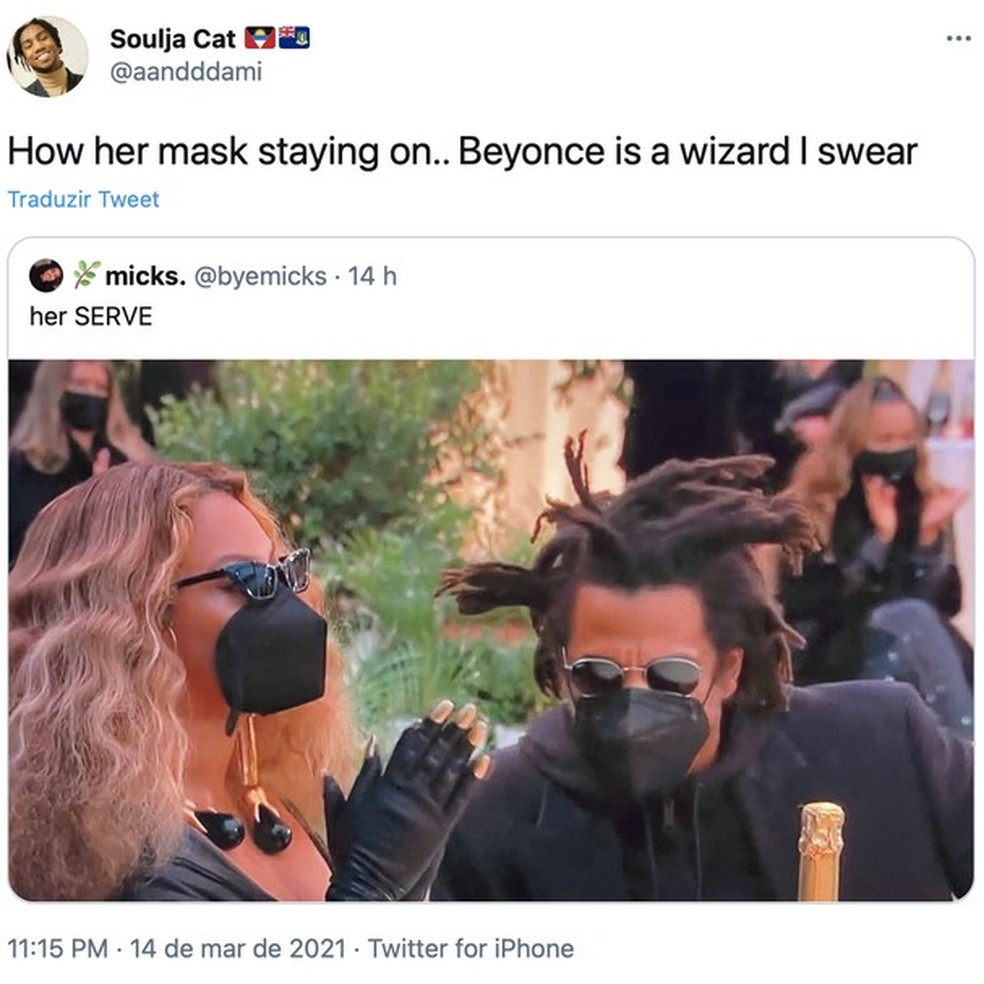 Beyoncé aparece no Grammy com máscara presa ao rosto sem as alças, e a ...